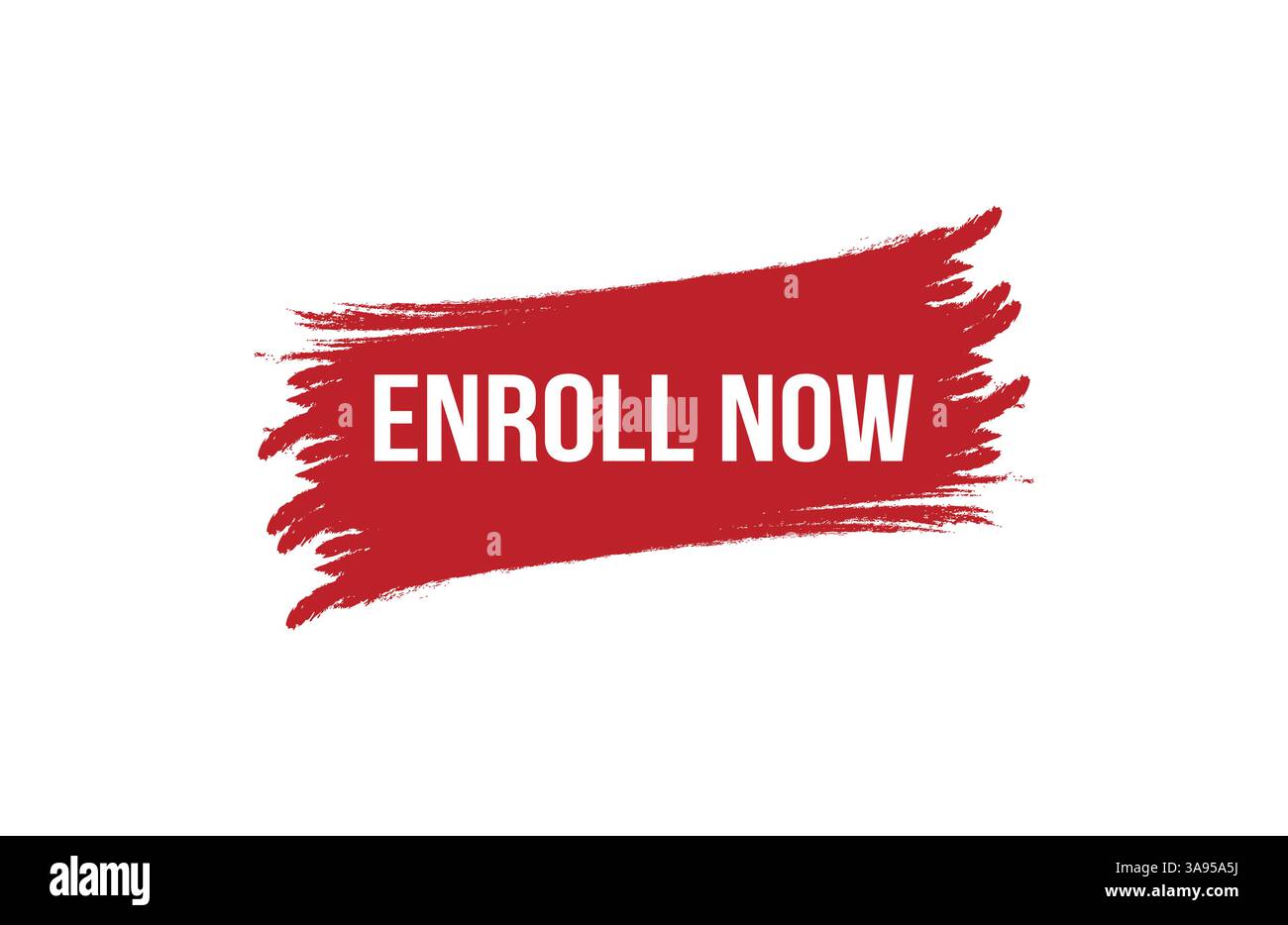 Brush style Enroll now red banner design on white background Stock ...