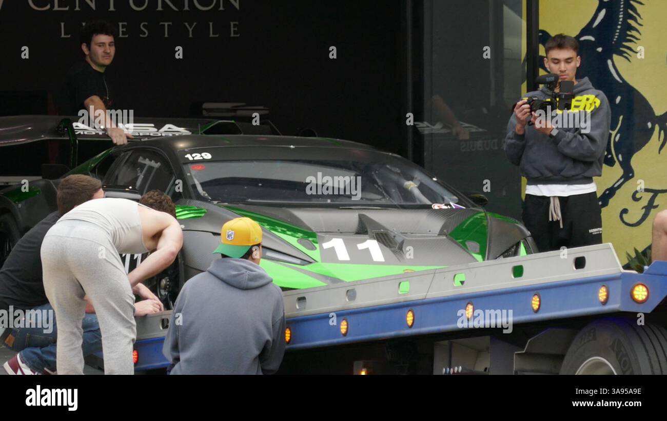 Los Angeles, California, USA 26th March 2025 Race Car being loaded onto ...