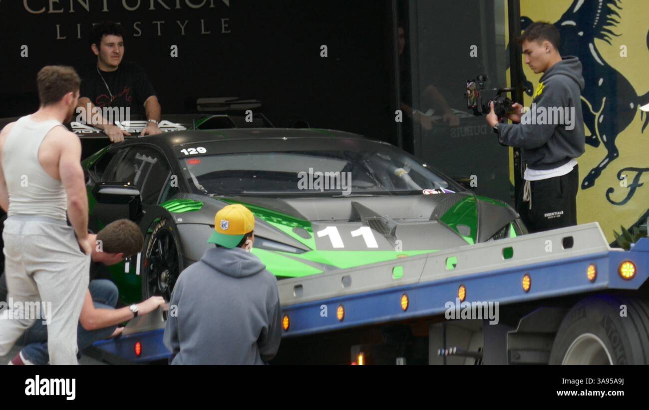 Los Angeles, California, USA 26th March 2025 Race Car being loaded onto ...