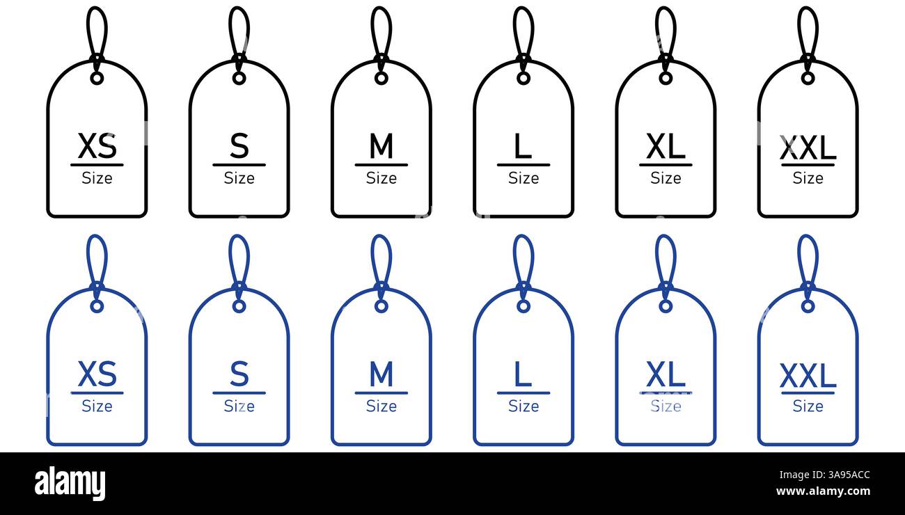 Cloth Size tag SL to XXL vector Stock Vector Image & Art - Alamy