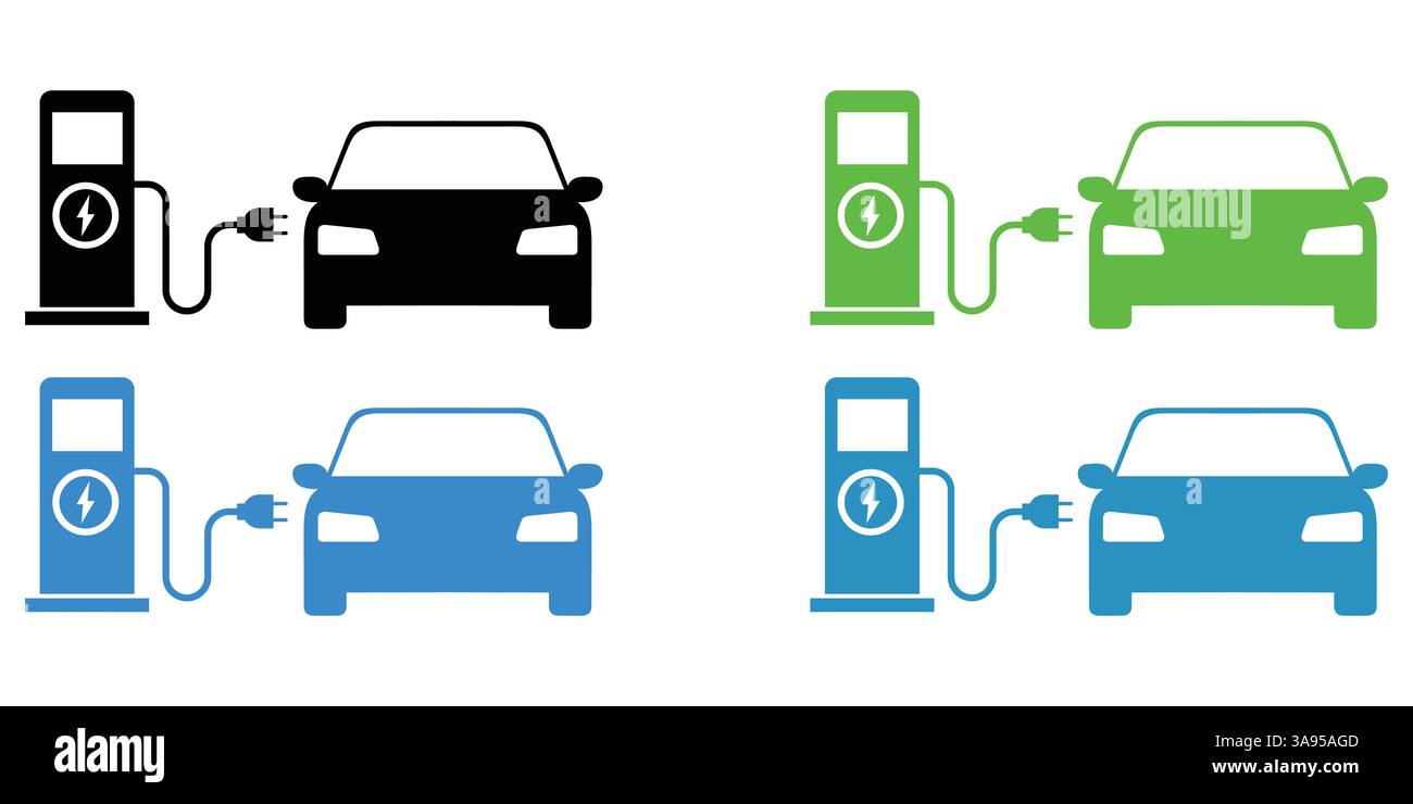 Electric car charging station icon. Vector icon isolated on white ...