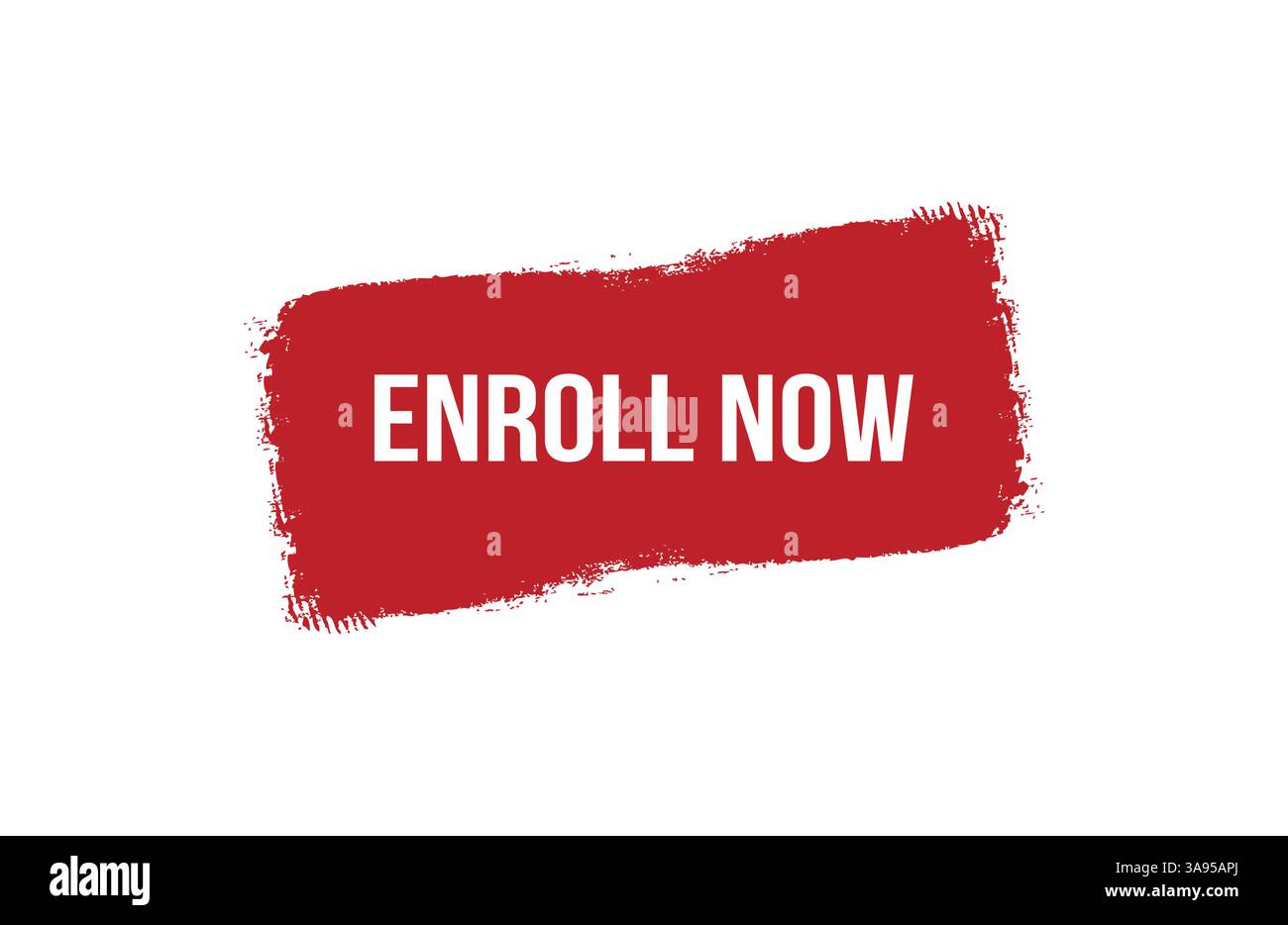Brush style Enroll now red banner design on white background Stock ...