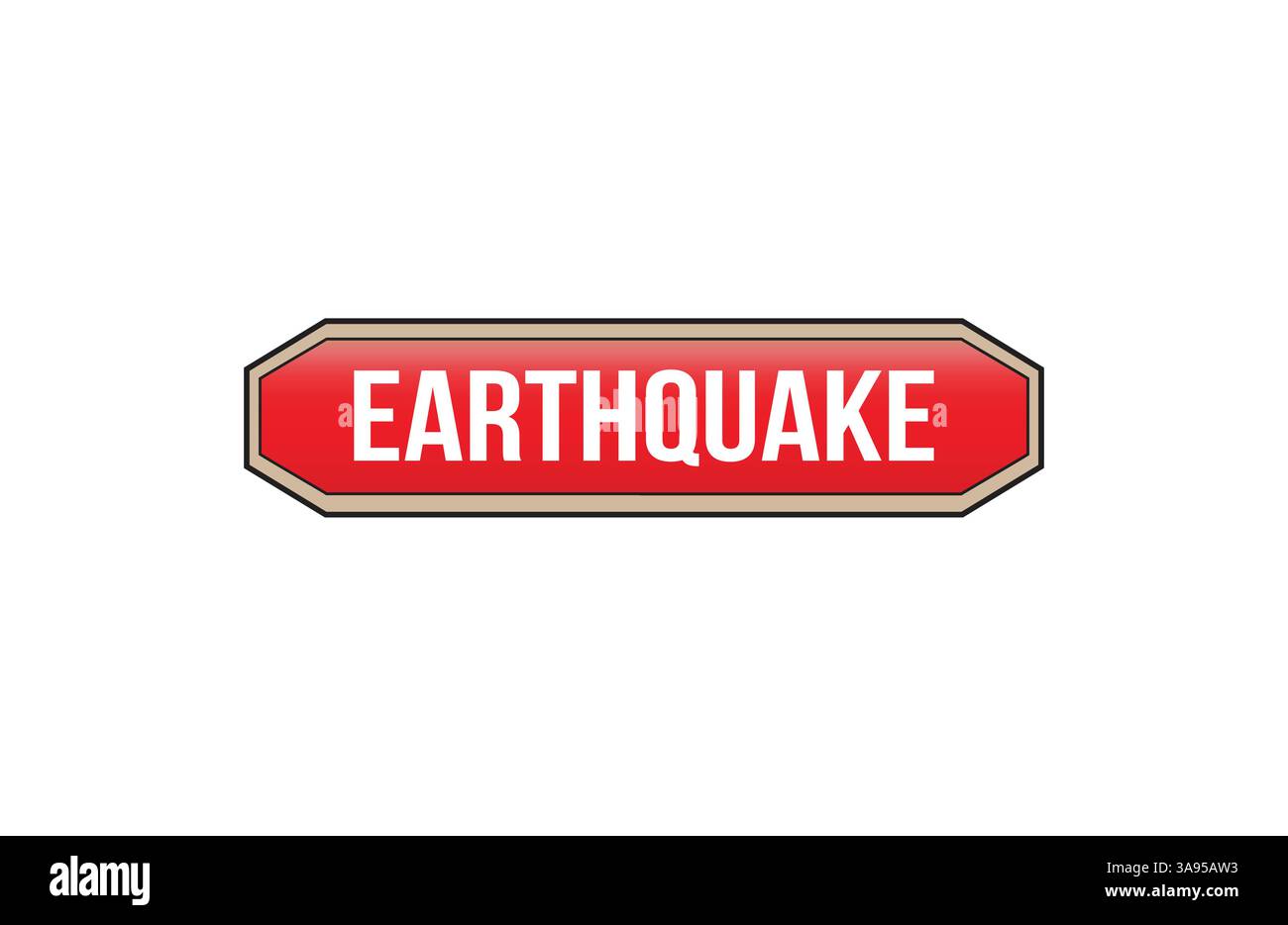Earthquake red ribbon label banner. Open available now sign or ...