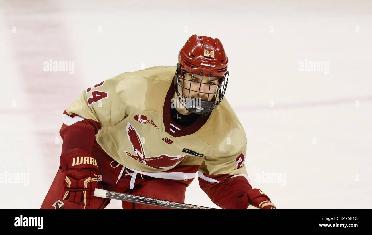 Boston College forward Andre Gasseau (24) skates during the third ...