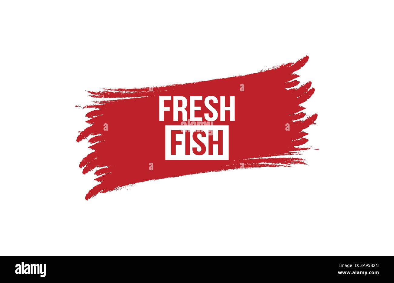 Brush style fresh fish red banner design on white background Stock ...