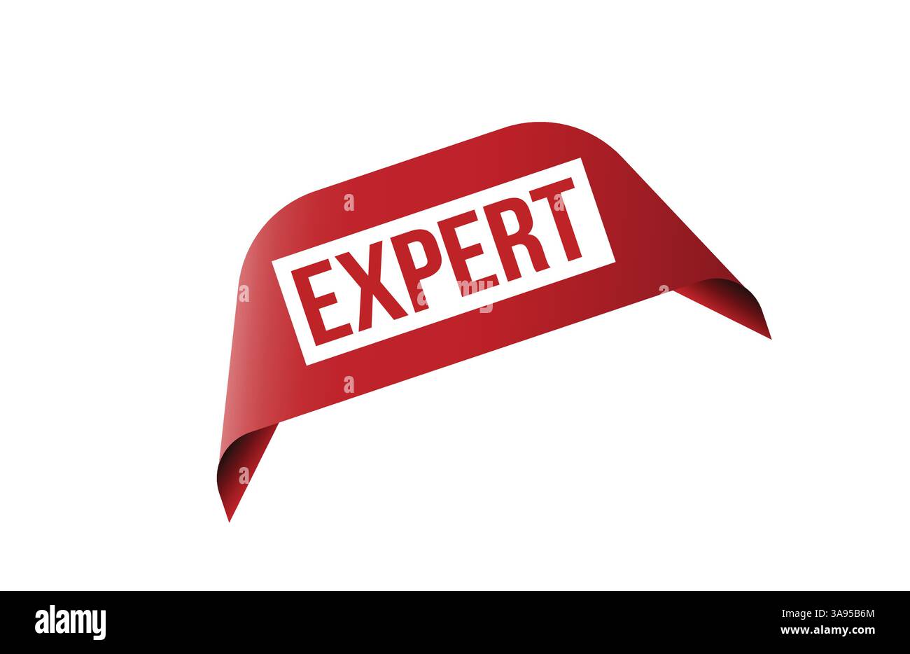 Expert red ribbon label banner. Open available now sign or expert tag ...