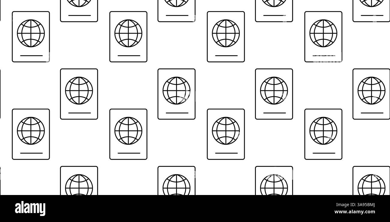 Rows of passport designs showcase a globe symbol, creating a uniform ...