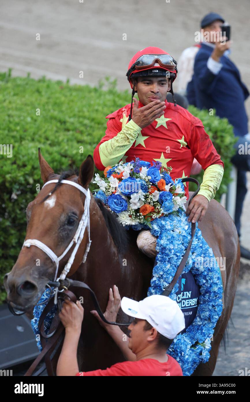HALLANDALE, FLORIDA - APRIL 01: Tappan Street #9, ridden by Luis Saez ...
