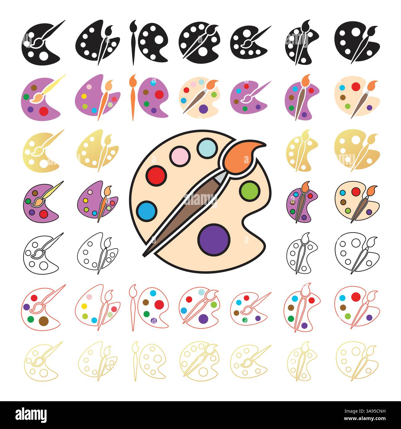 Flat palette icon set. symbol vector Illustration Stock Vector Image ...