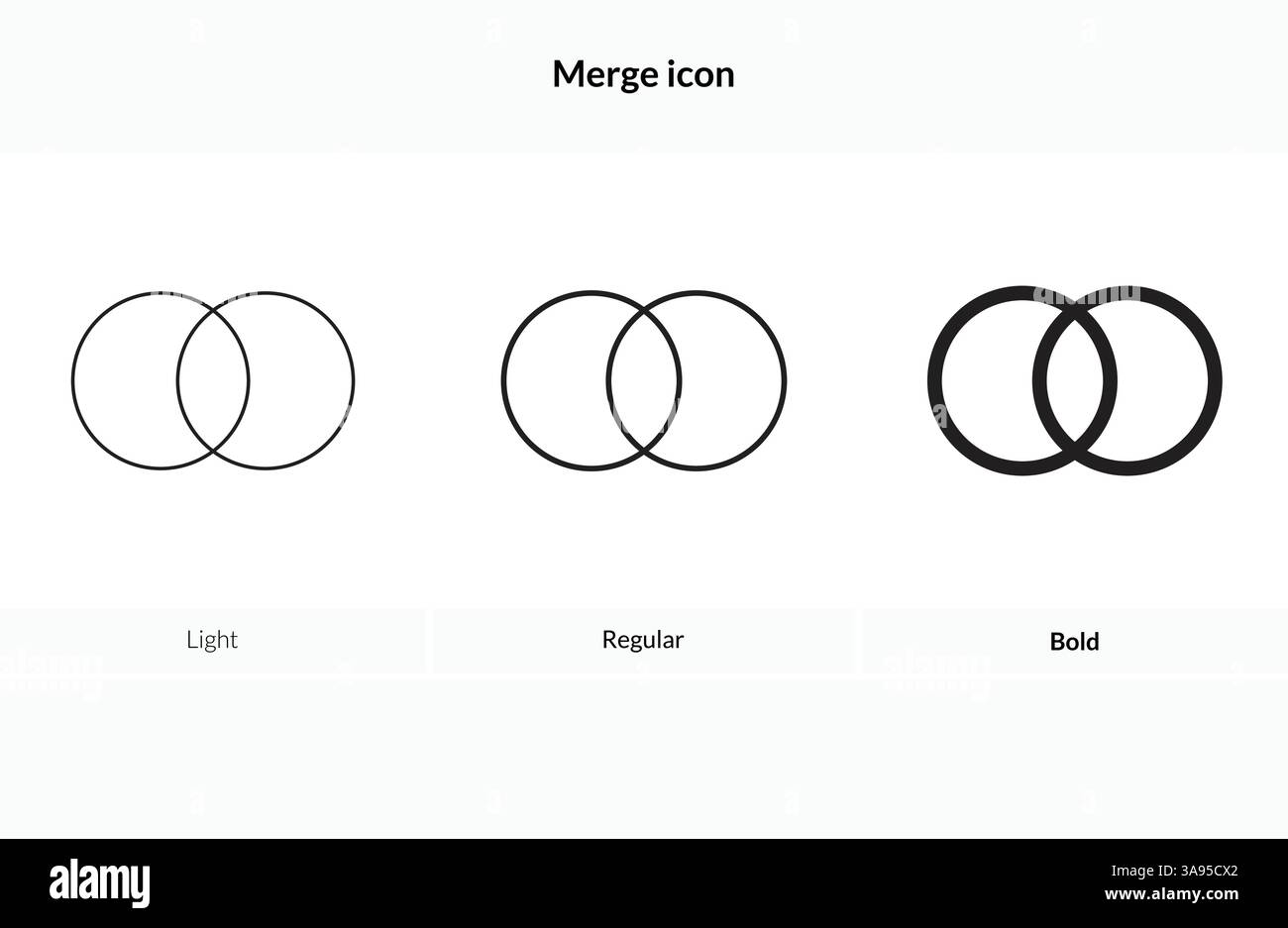 merge icon. Light Regular And Bold style design isolated on white background Stock Vector Image ...