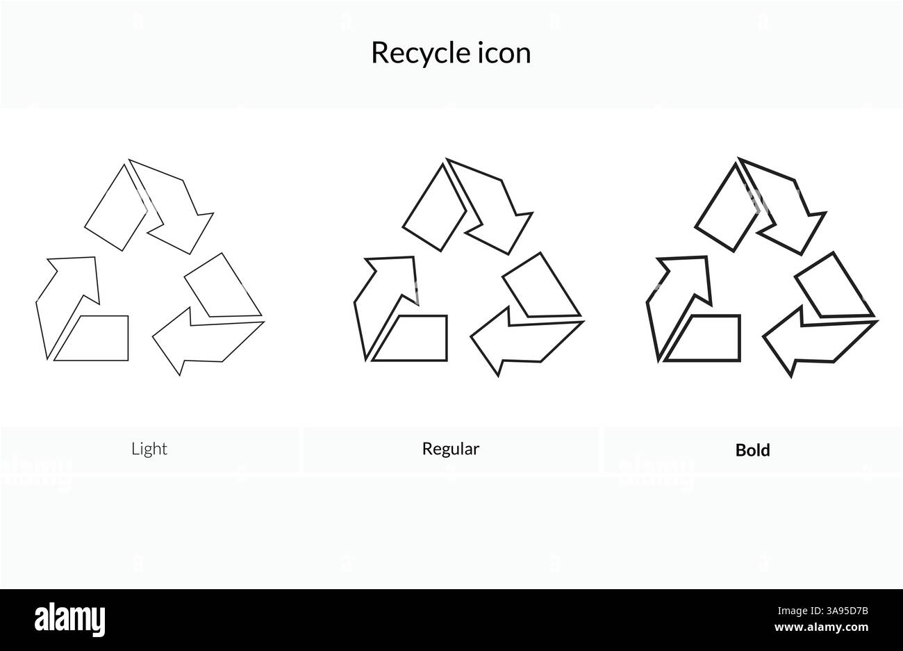 Recycle icon. Light Regular And Bold style design isolated on white ...