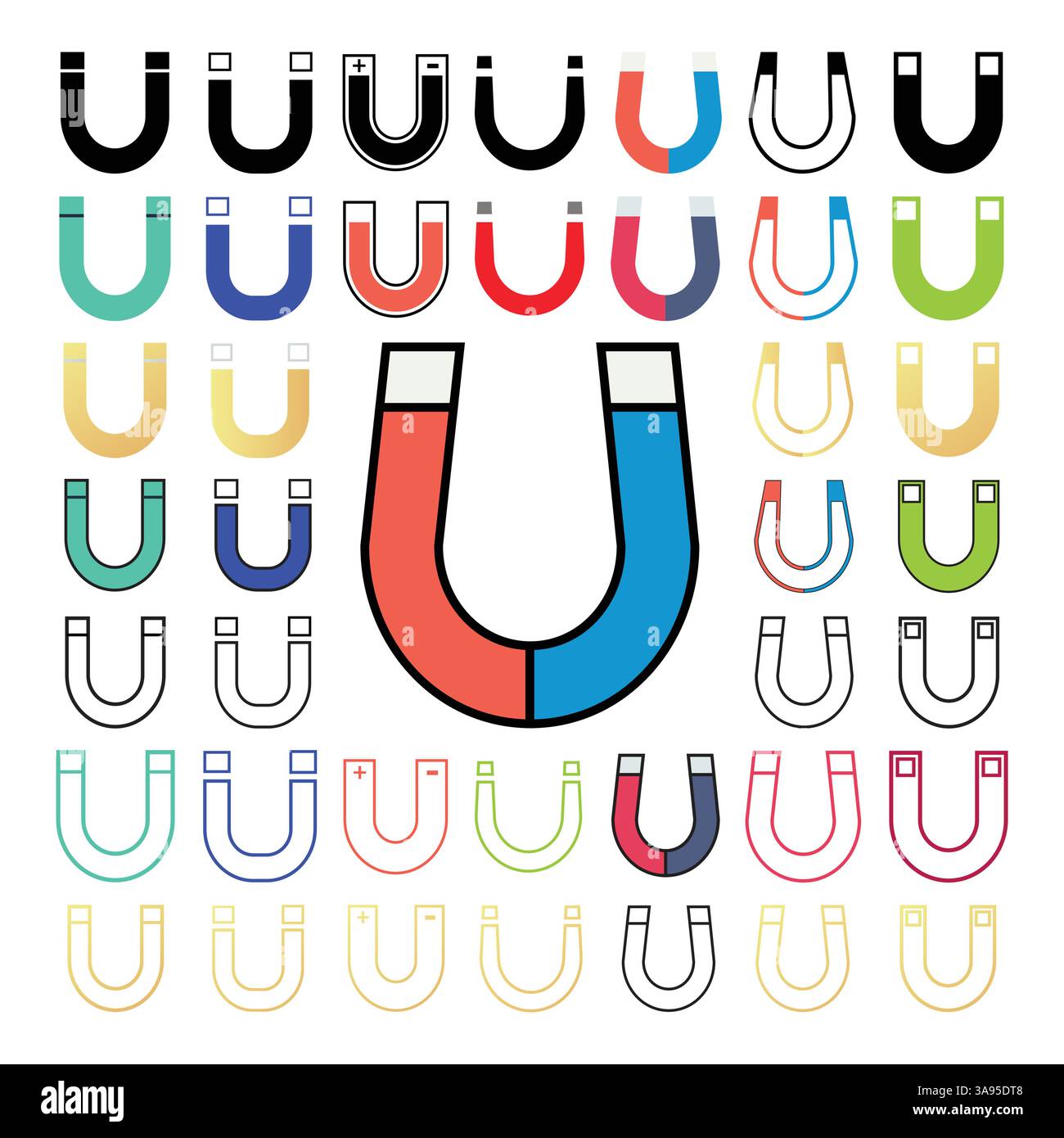 Magnet icon set, flat vector illustration Stock Vector Image & Art - Alamy