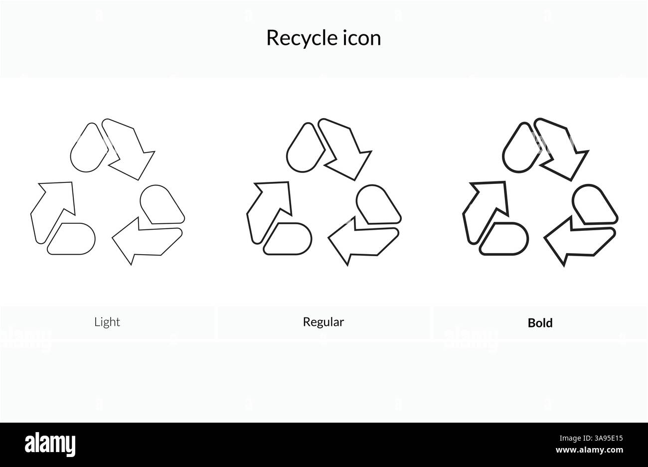 Recycle icon. Light Regular And Bold style design isolated on white ...