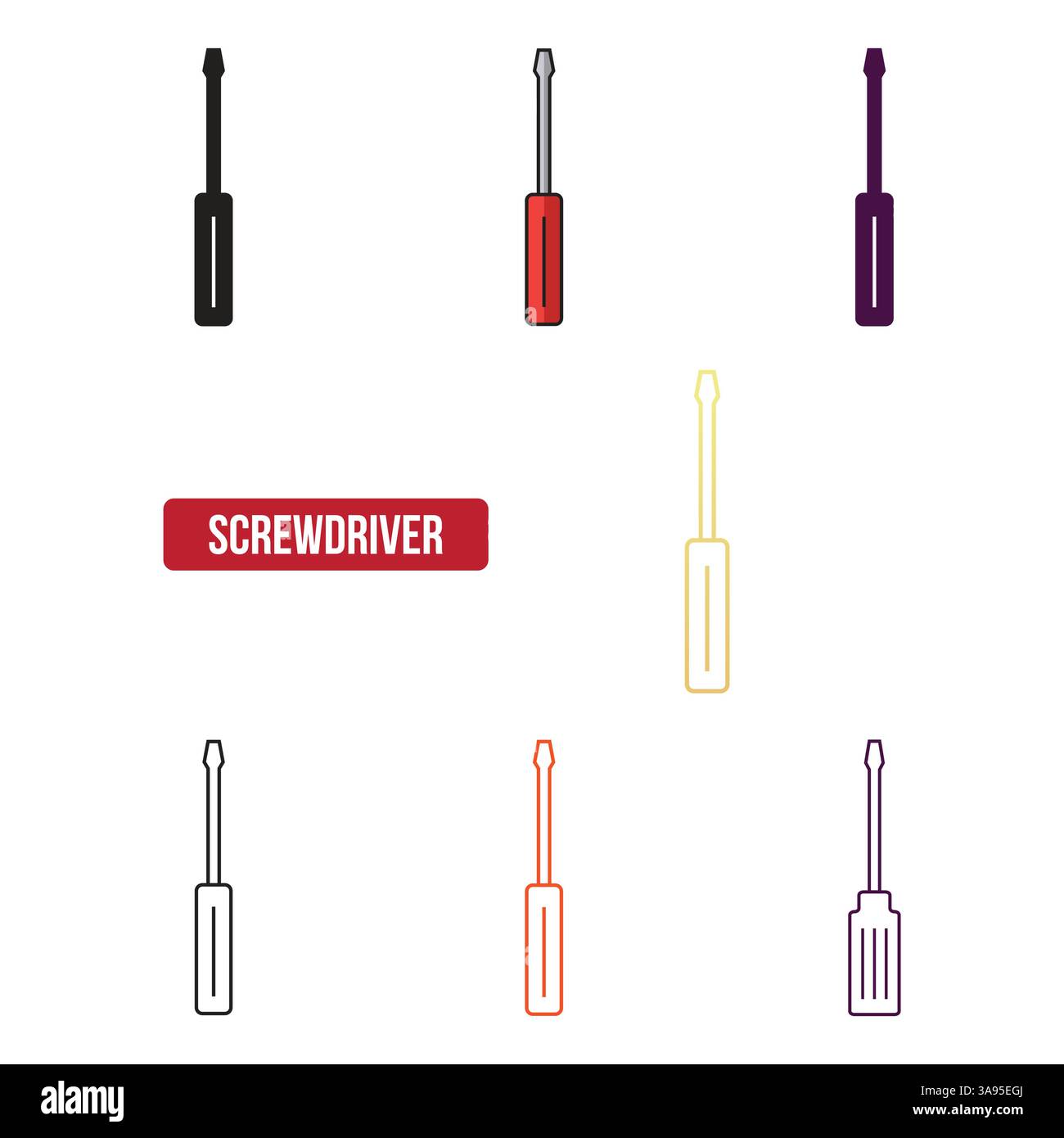 Flat screwdriver icon set. symbol vector Illustration Stock Vector ...