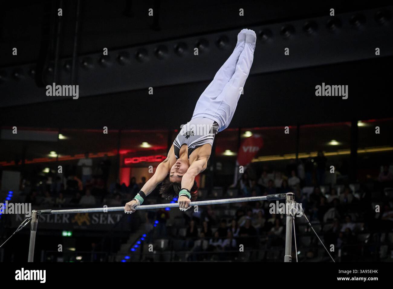 Stuttgart, Deutschland. 29th Mar, 2025. Kai Iwaasa (CAN) - Reck/40 ...