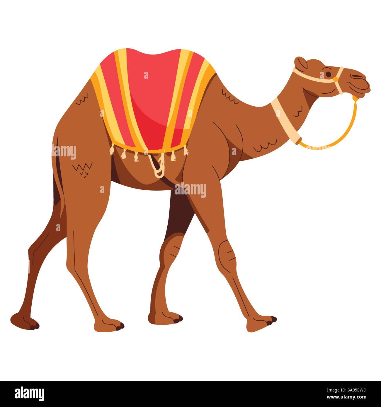 a cartoon camel. A simple, friendly character, with a white background ...