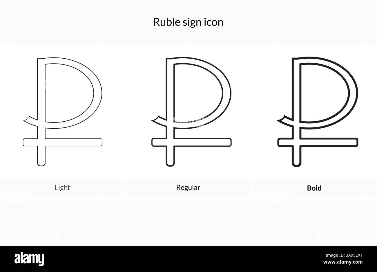 Ruble Sign Icon vectors.Light Regular And Bold style design isolated on white background Stock ...