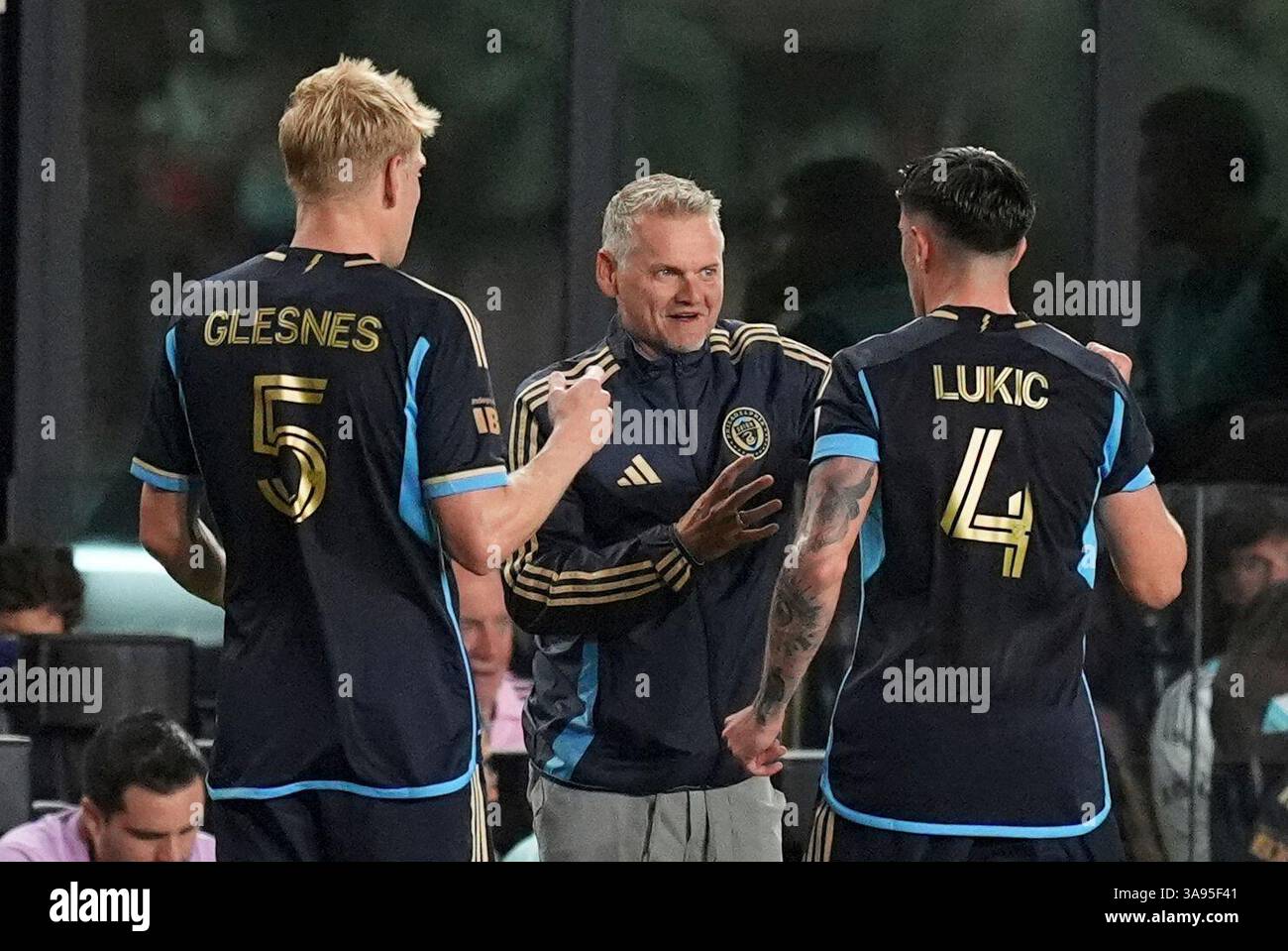 Philadelphia Union head coach Bradley Carnell talks to defender Jakob ...