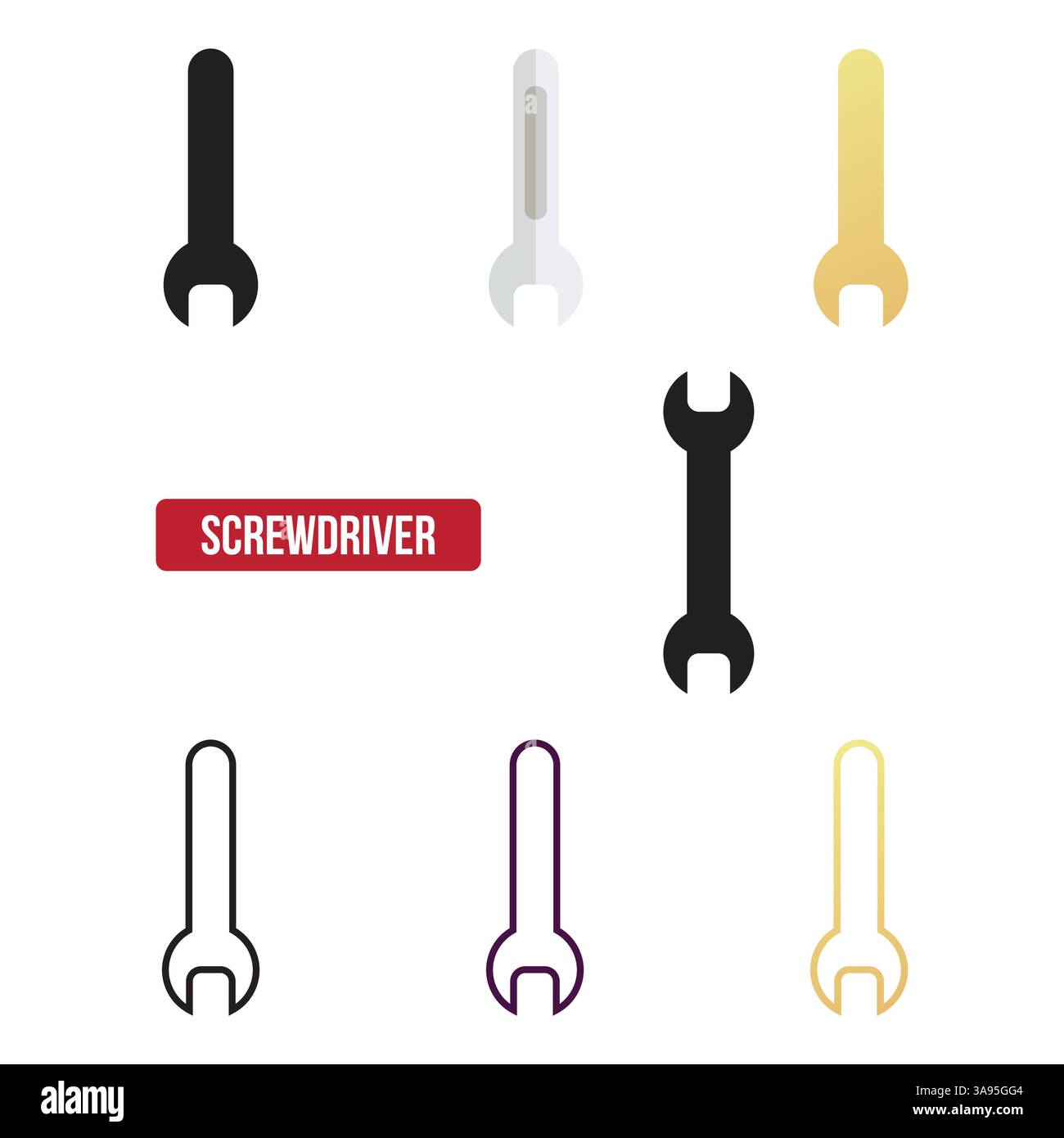 Flat screwdriver icon set. symbol vector Illustration Stock Vector ...
