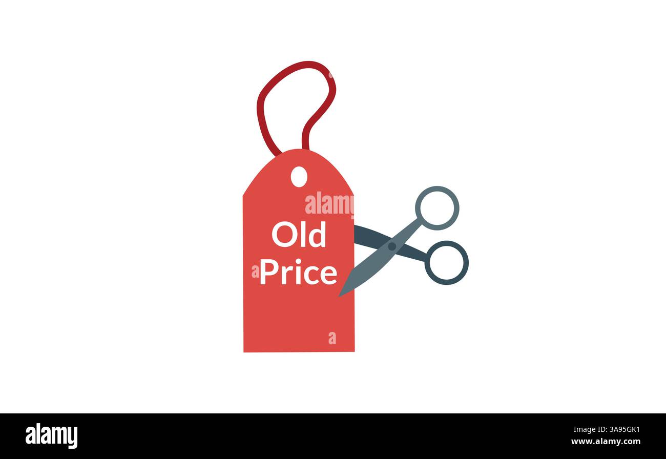 Scissors are cutting old price tag as a discount symbol Stock Vector ...