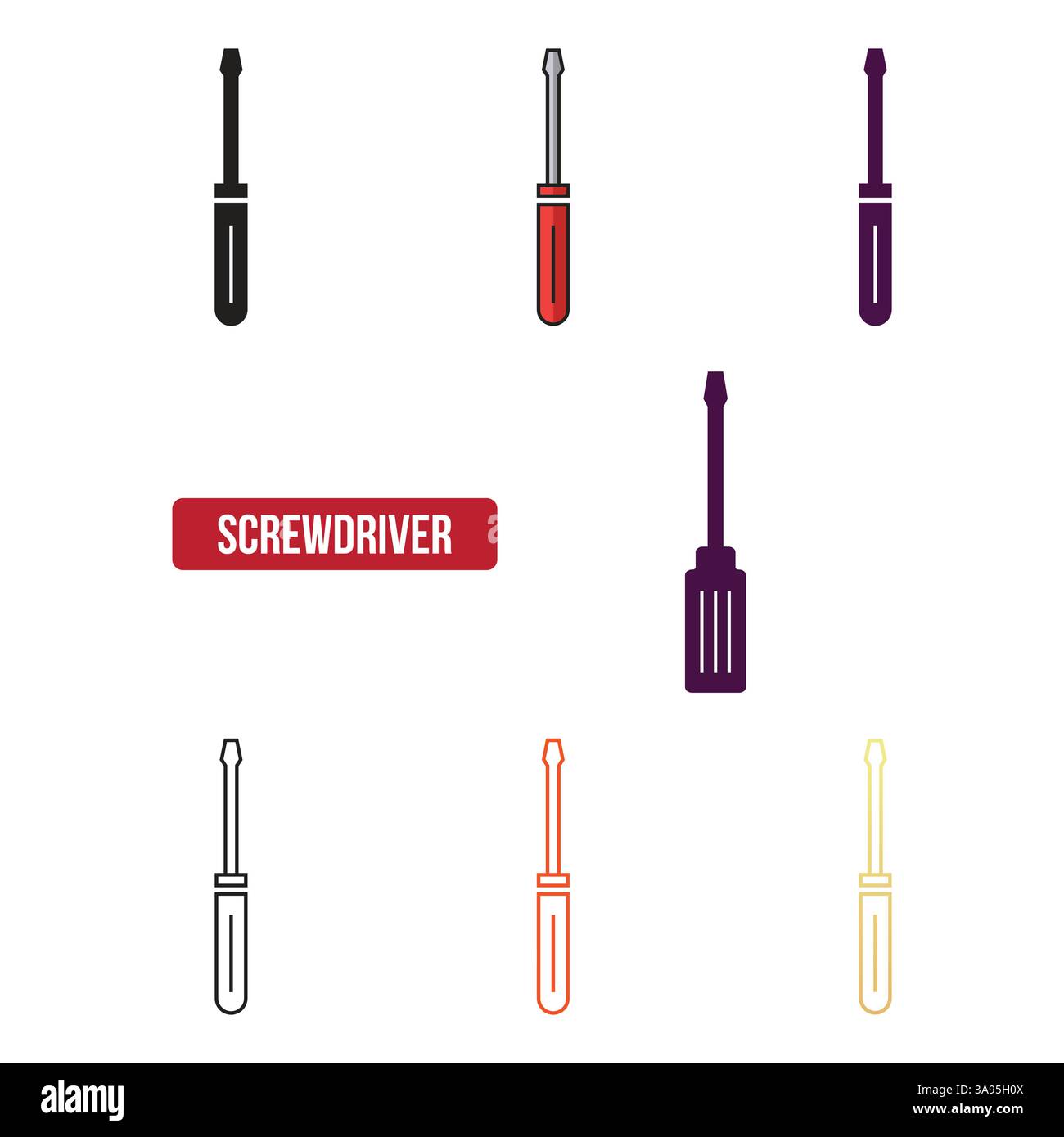 Flat screwdriver icon set. symbol vector Illustration Stock Vector ...