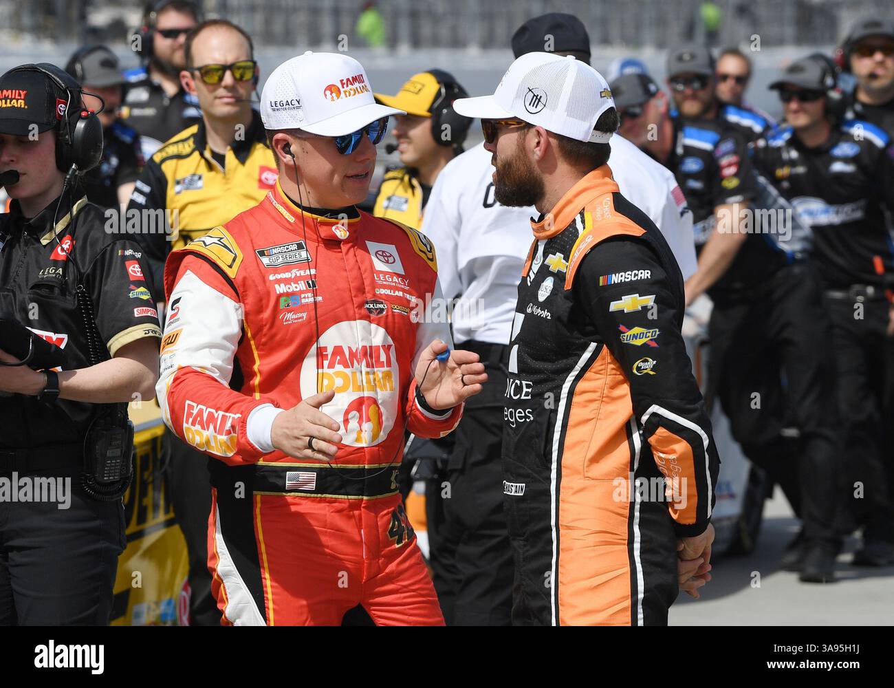 MARTINSVILLE, VA - MARCH 29: John Hunter Nemechek (#42 Legacy Motor Club Dollar Tree Toyota) and ...