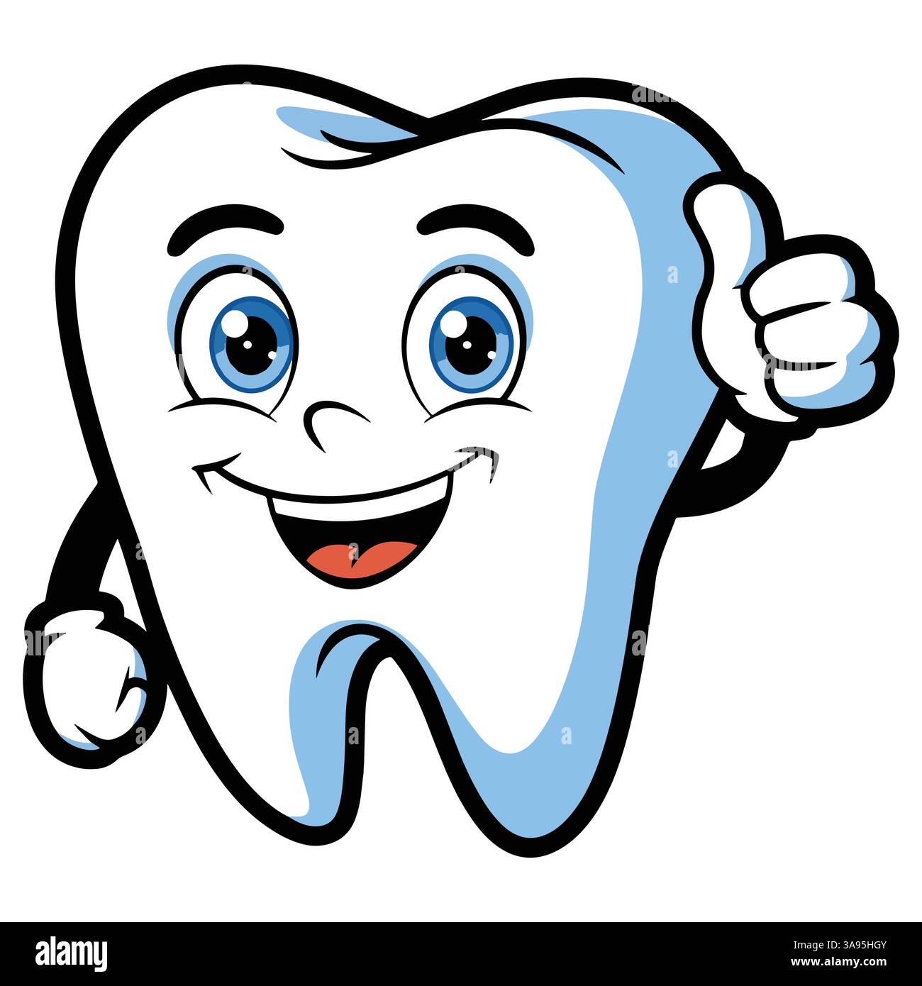 Cartoon tooth giving a thumbs up, vector illustration. A friendly and ...