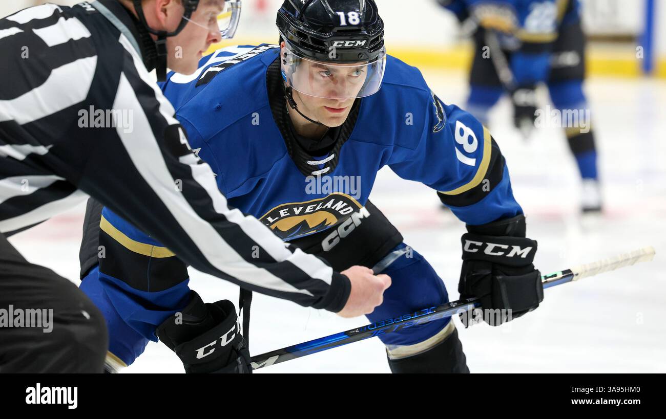 CLEVELAND, OH - MARCH 29: Cleveland Monsters center Dylan Gambrell (18 ...