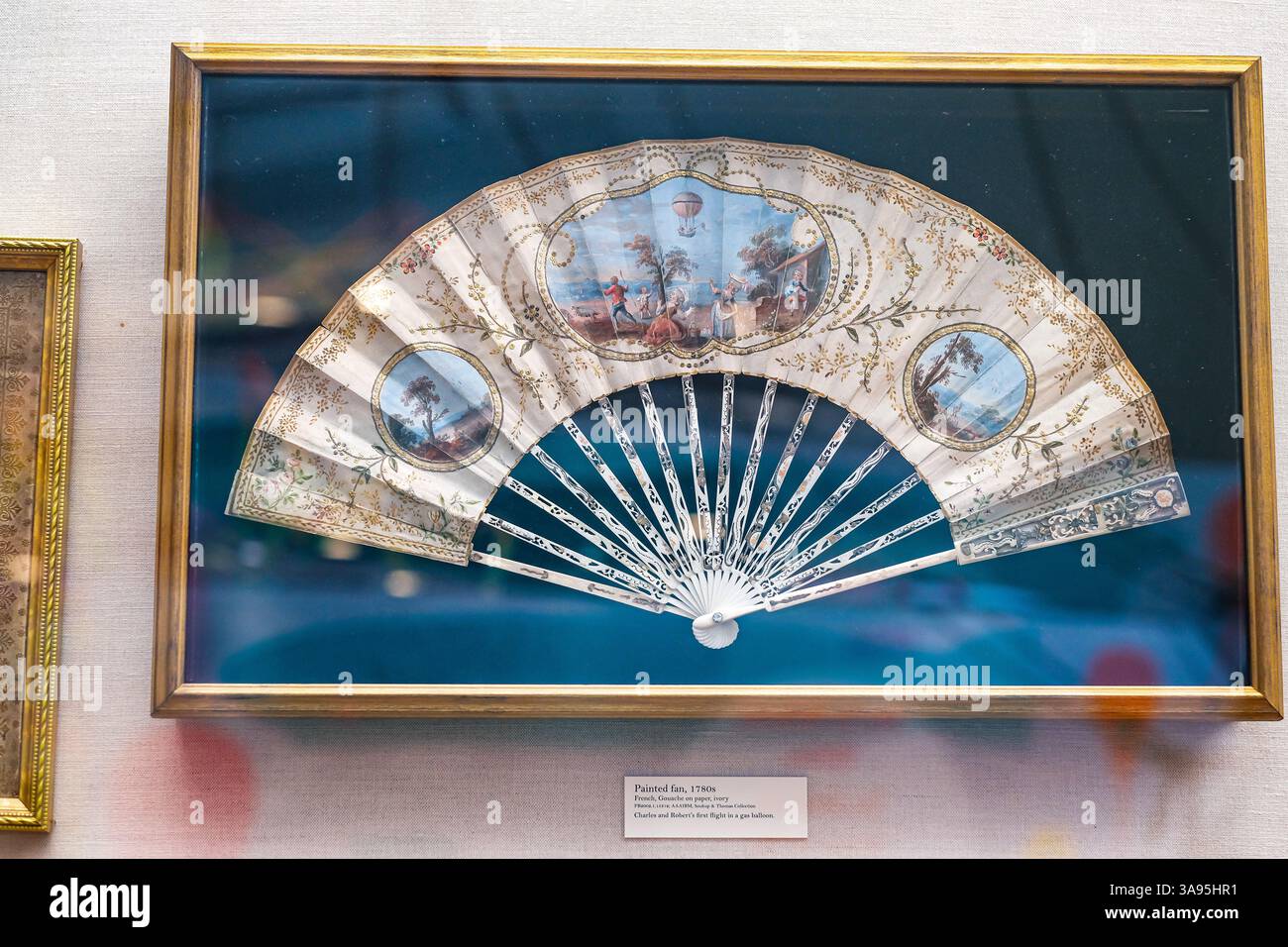 An 18th-century French fan celebrating an early balloon flight. The fan ...