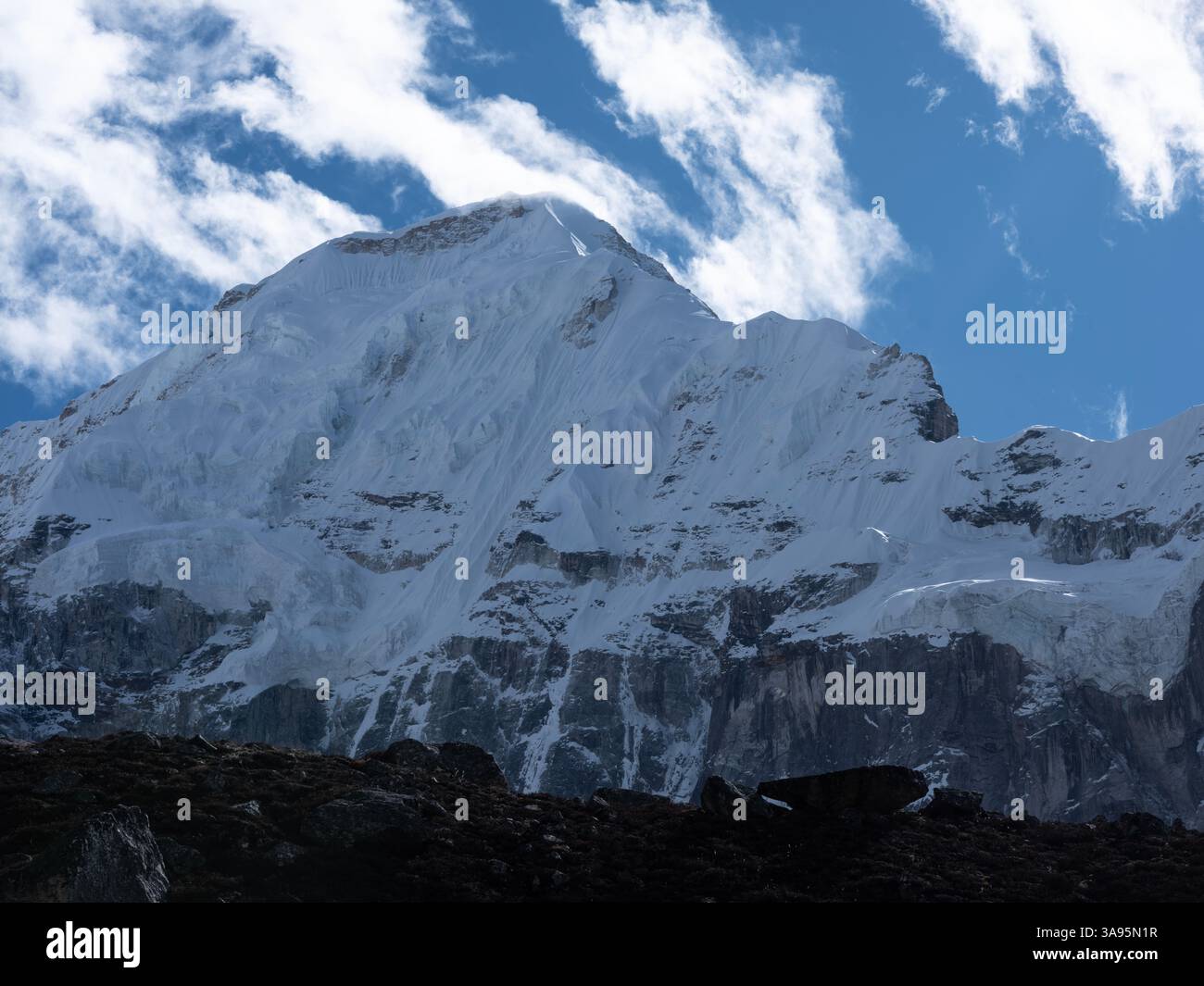 White portrait of Kabru peak - (7412 m Stock Photo - Alamy