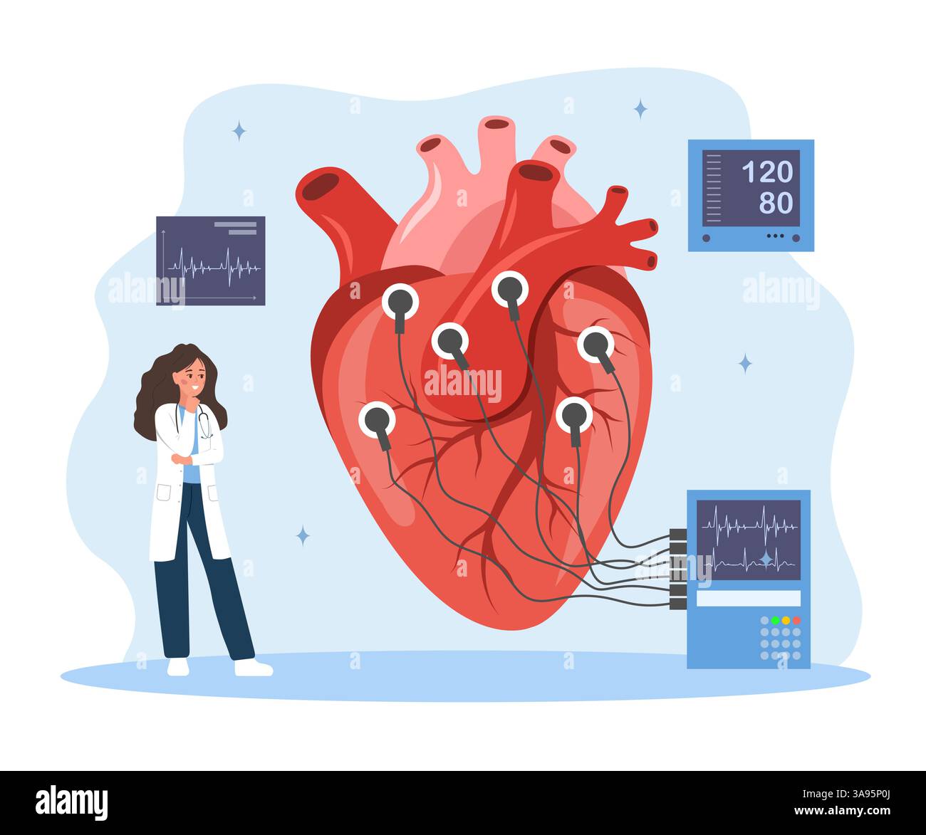 Electrocardiography concept. Heart care and medical diagnostic. Female ...