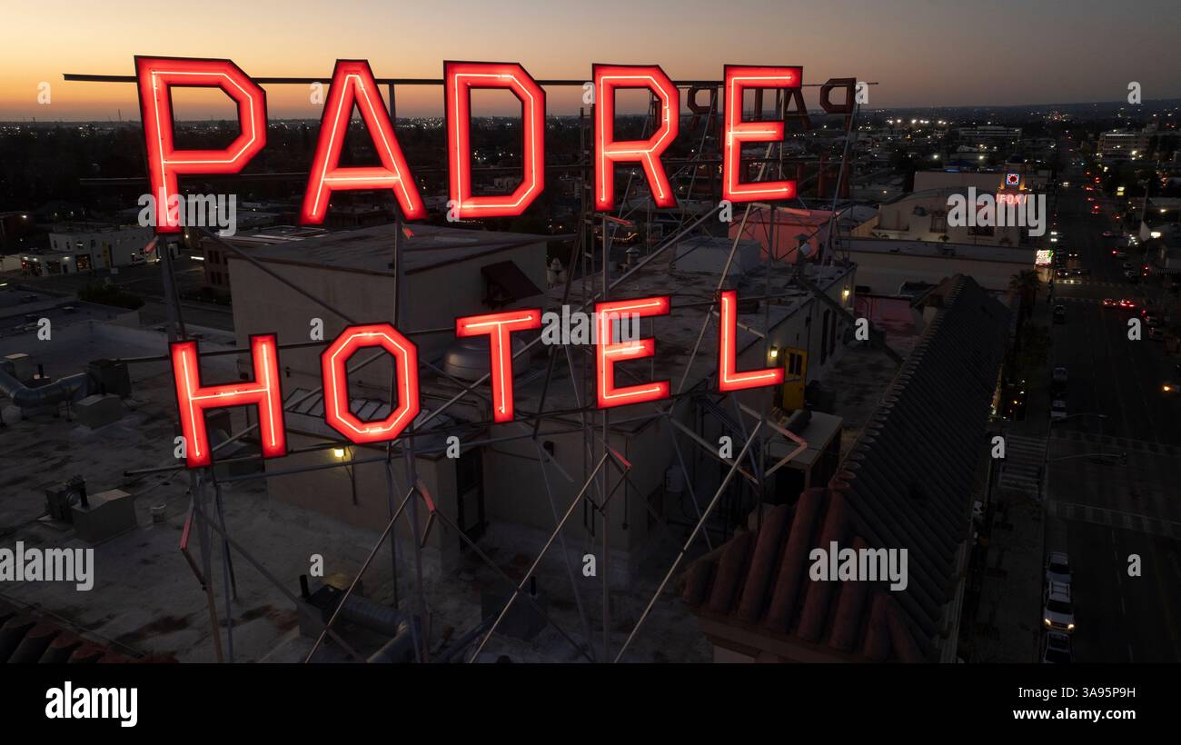Bakersfield, California, USA - March 24, 2025: The iconic Padre Hotel's ...