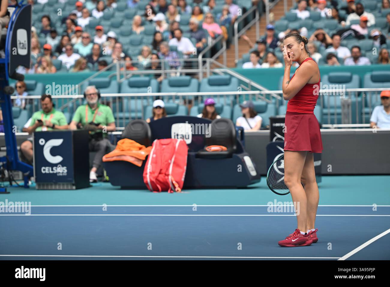 March 29, 2025: Aryna Sabalenka (BLR) defeats Jessica Pegula (USA) in the Women's Final played ...