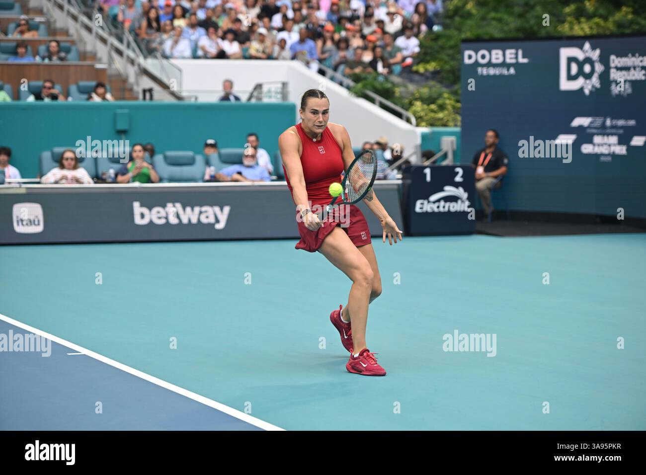 March 29, 2025: Aryna Sabalenka (BLR) defeats Jessica Pegula (USA) in the Women's Final played ...