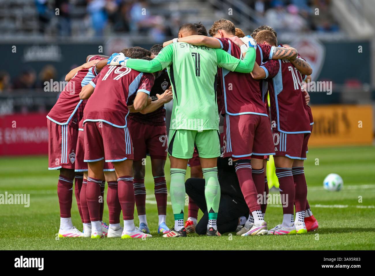 March 29, 2025: The Colorado Rapids huddle before the start of the ...