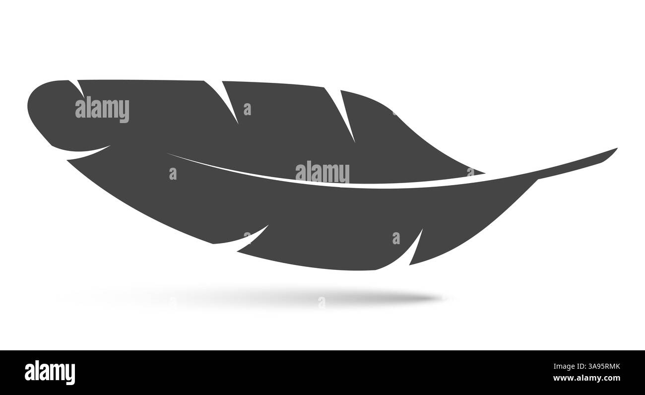 One single flying feather. Flat vector illustration isolated on white ...