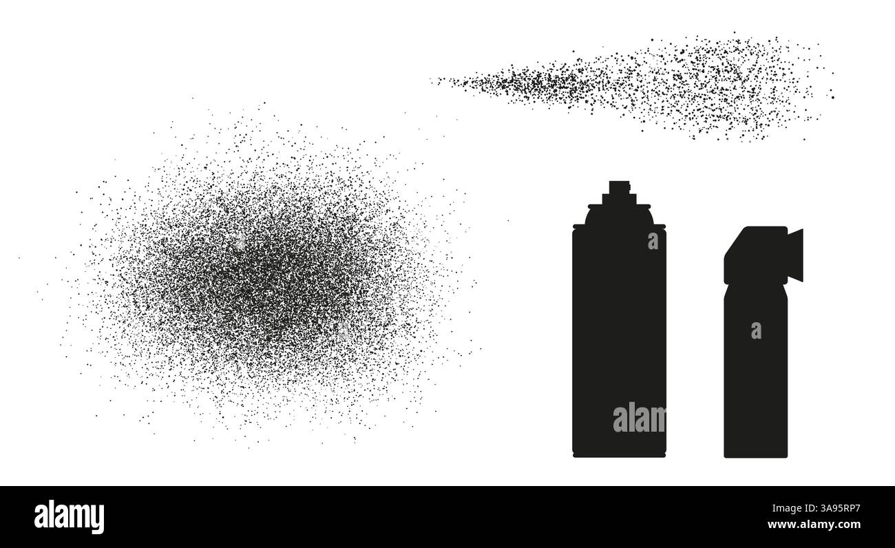 Spray splash and blot, graffiti bottle can. Flat vector illustration ...