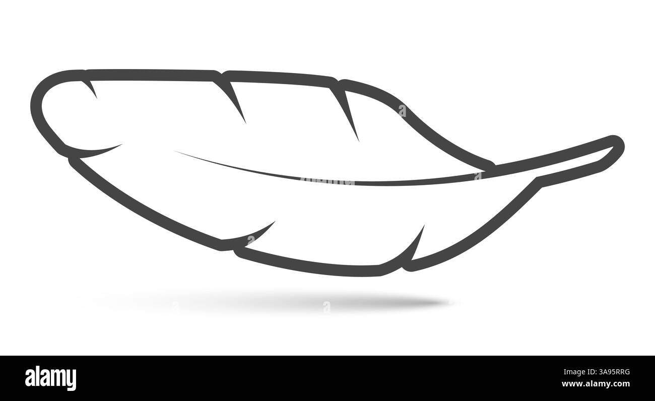 One single flying feather. Flat vector illustration isolated on white ...