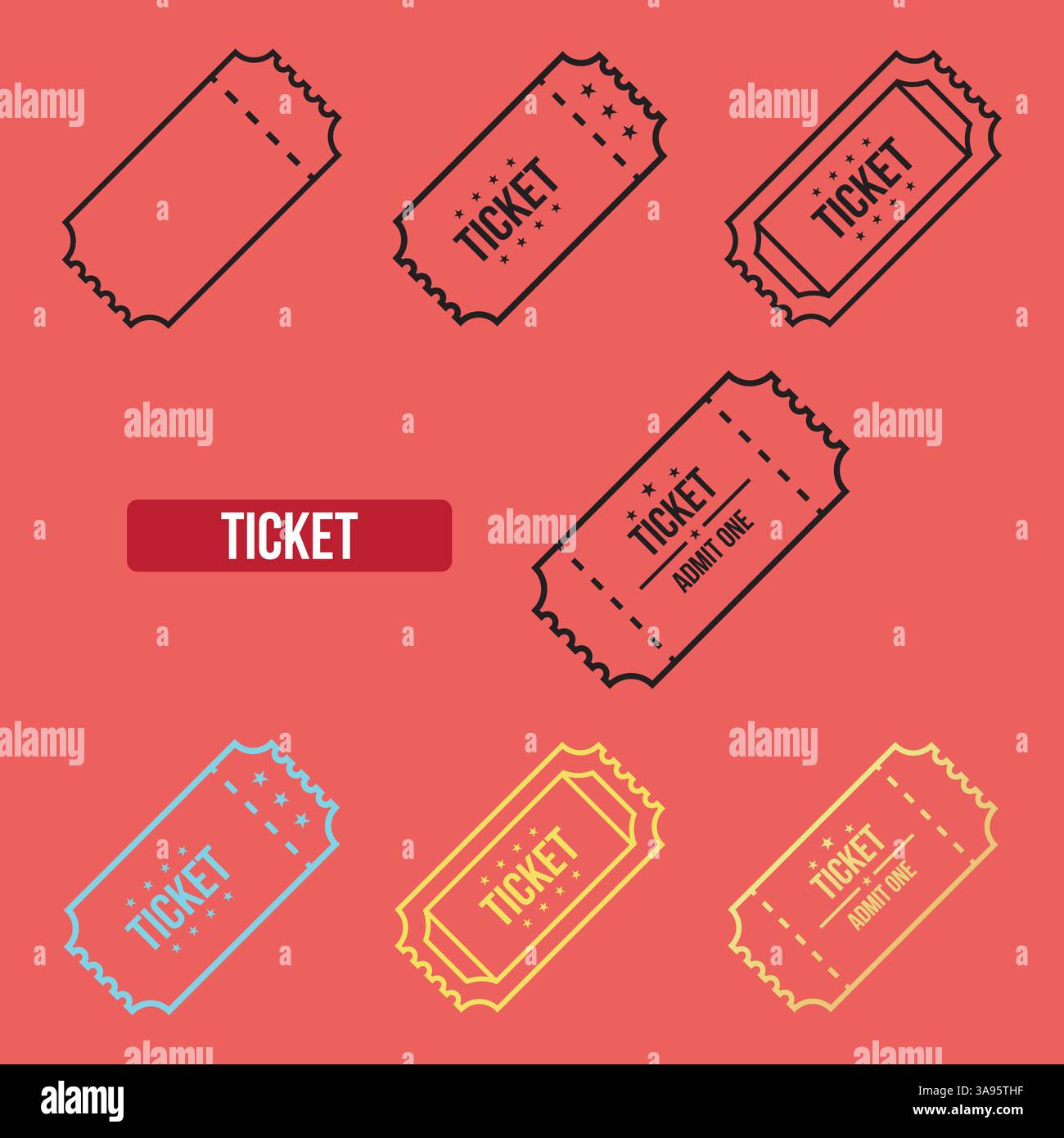 Flat Ticket icon set. symbol vector Illustration Stock Vector Image ...