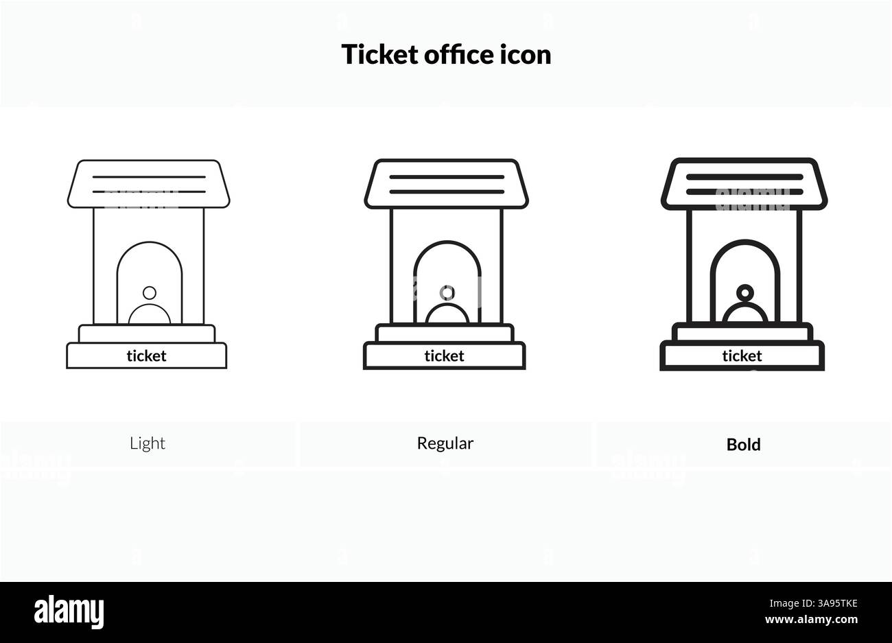 Ticket office icon. Light, Regular And Bold style design isolated on ...