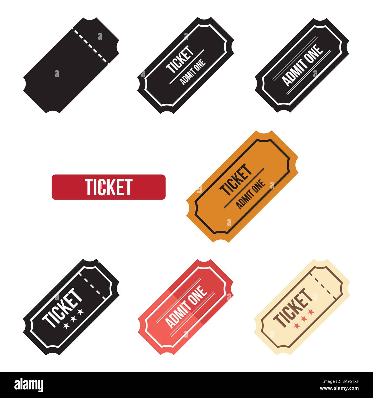 Flat Ticket icon set. symbol vector Illustration Stock Vector Image ...