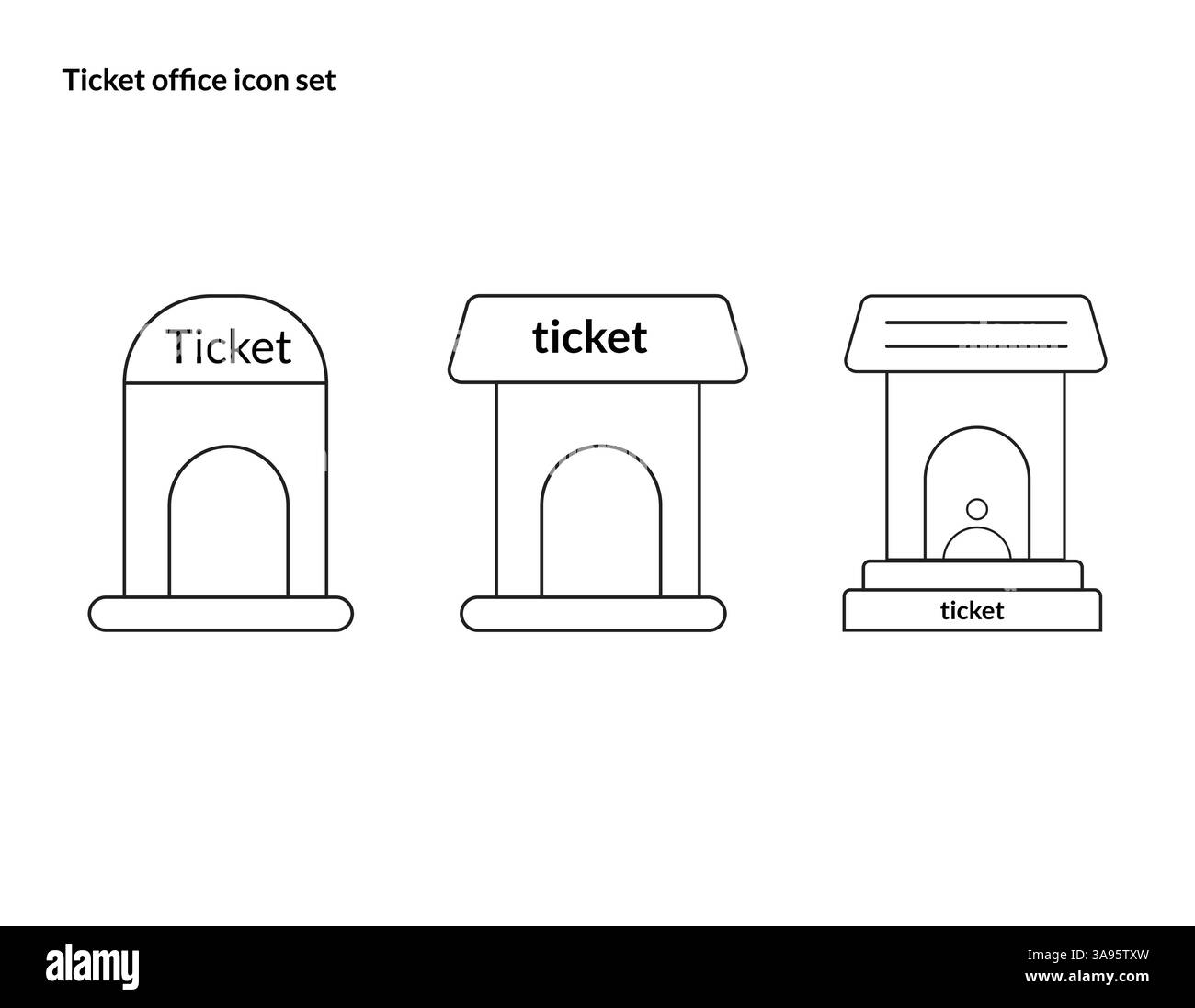 Ticket office icon set. style design isolated on white background Stock ...