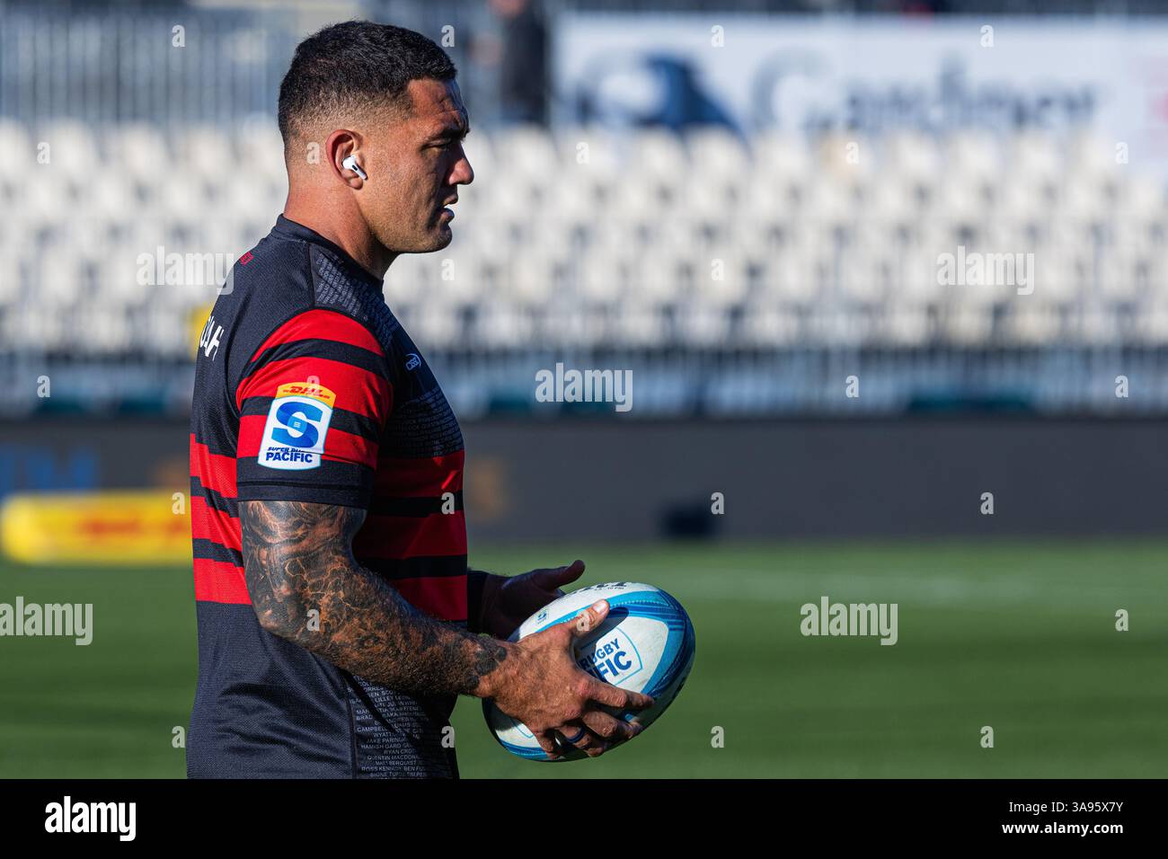 Christchurch, New Zealand, 29 March, 2025. Crusaders vice captain Codie ...