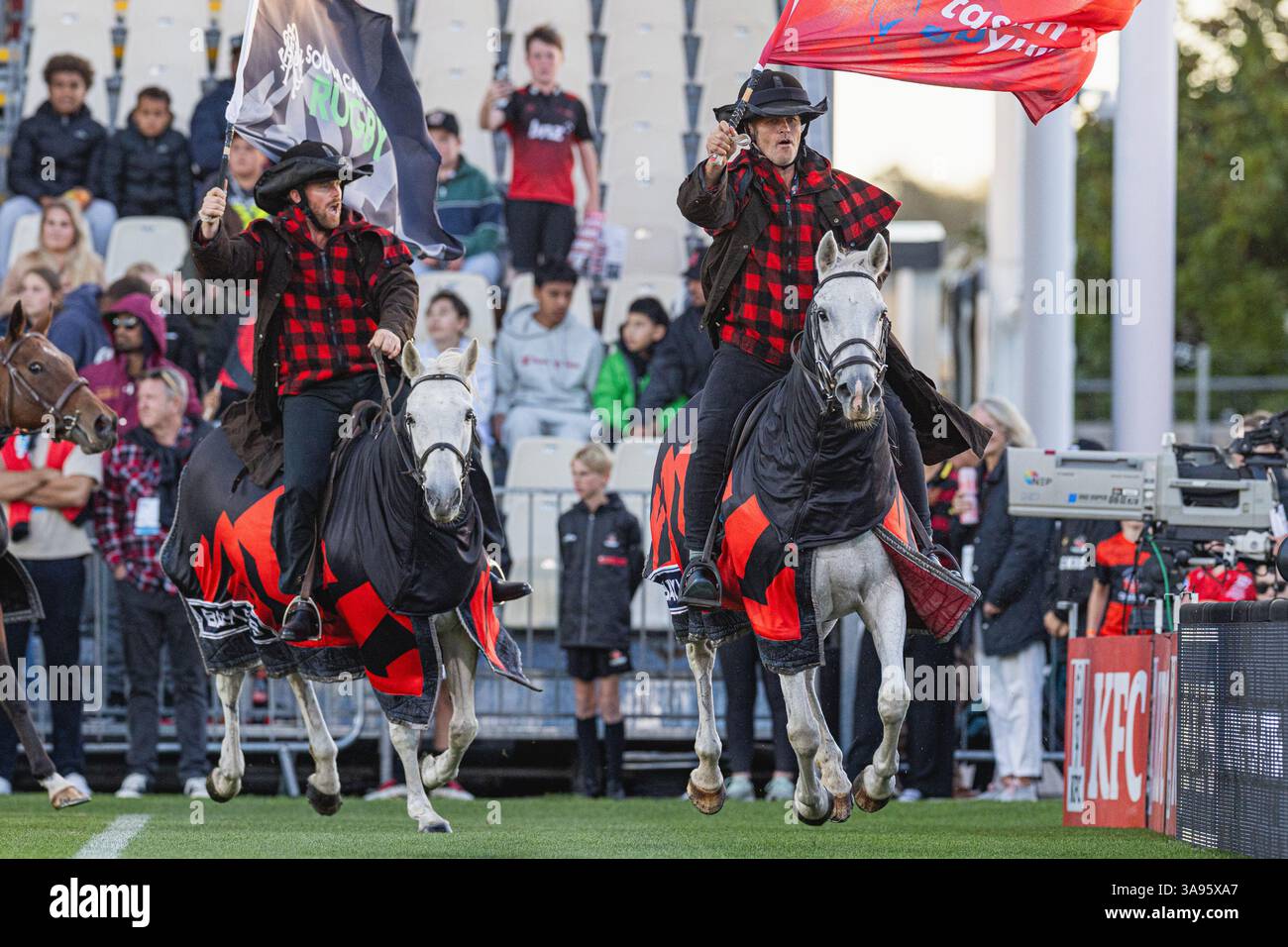 Christchurch, New Zealand, 29 March, 2025. The Crusaders team riders ...