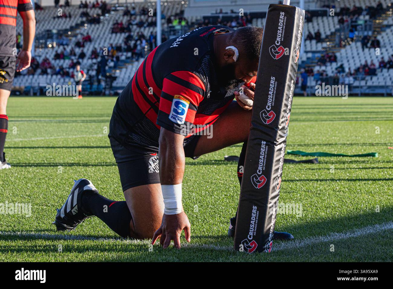 Christchurch, New Zealand, 29 March, 2025. Crusaders player George ...