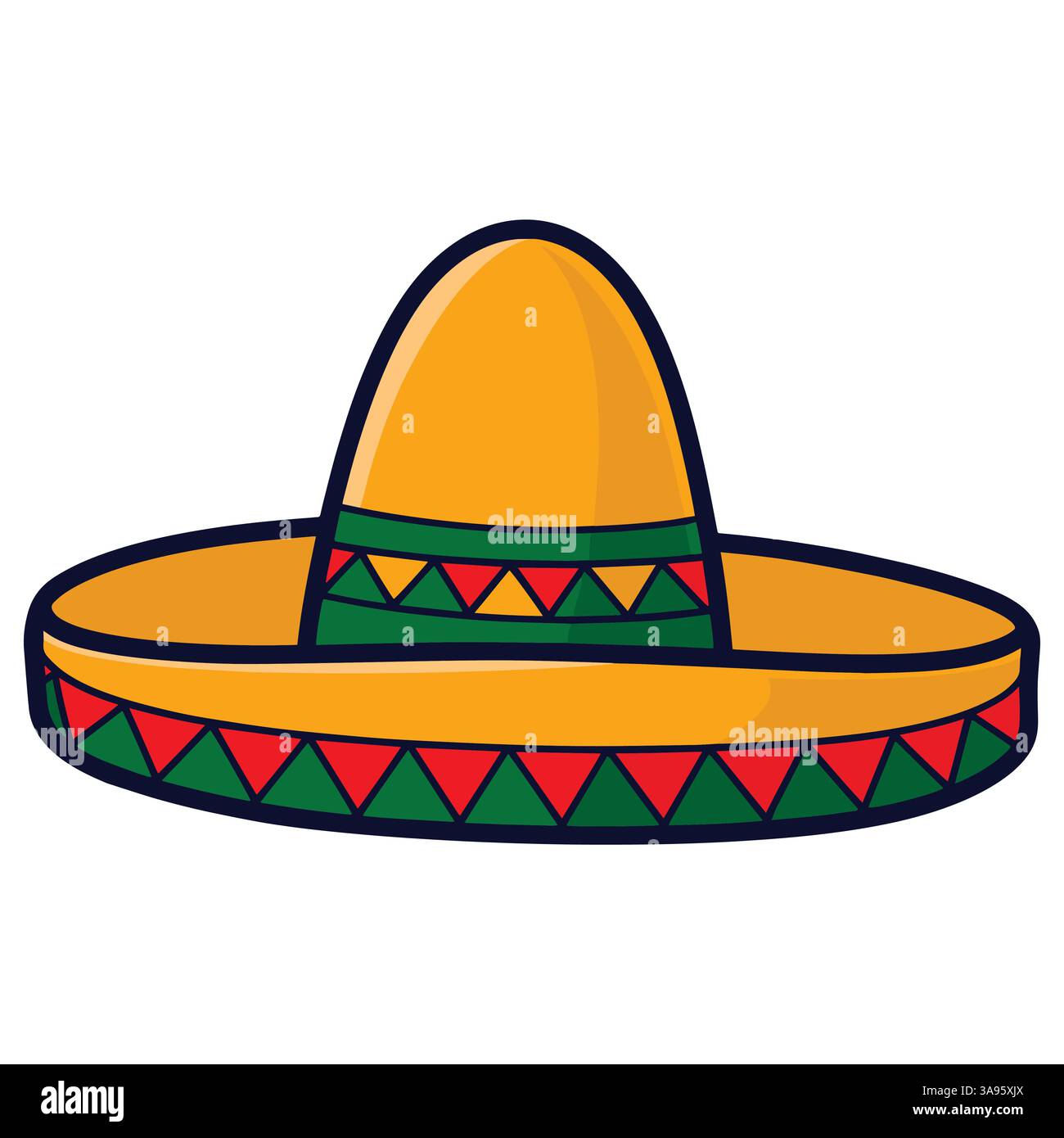 Vector illustration of a Mexican sombrero hat on a white background ...