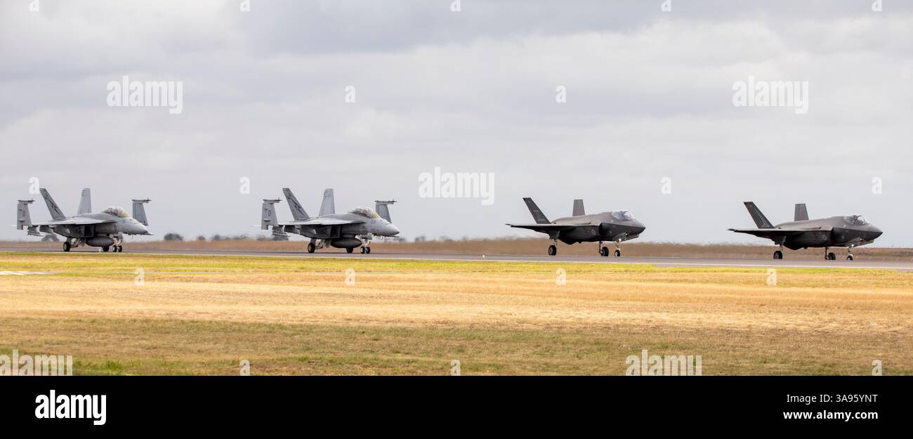 Royal Australian Air Force F/A-18 Super Hornet and new stealth F-35 ...