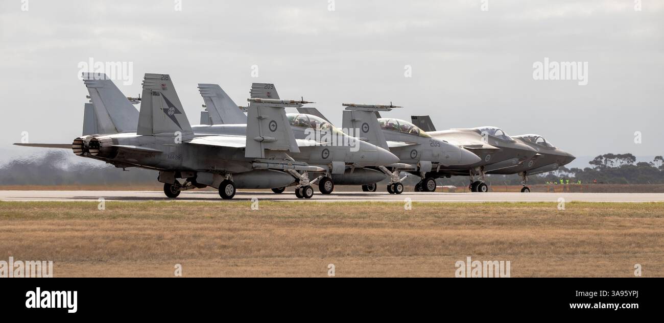 Royal Australian Air Force F/A-18 Super Hornet and new stealth F-35 ...