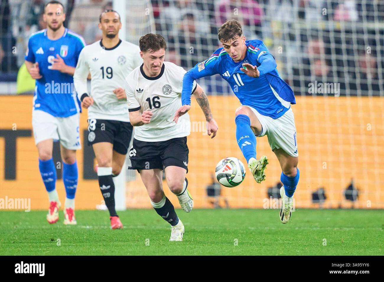 Daniel Maldini, ITA 11 compete for the ball, tackling, duel, header ...