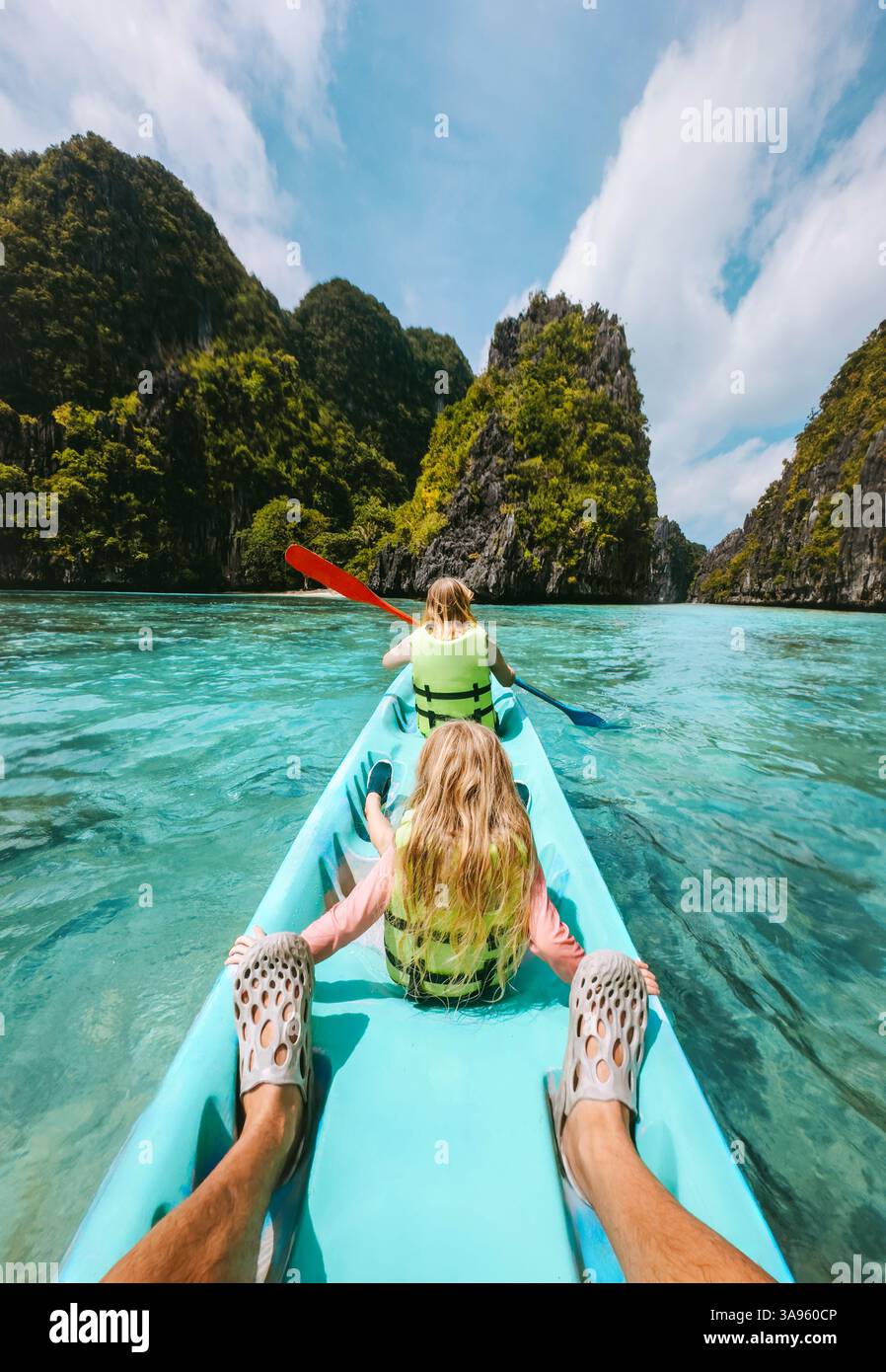 Family kayaking in Philippines, healthy lifestyle active summer ...